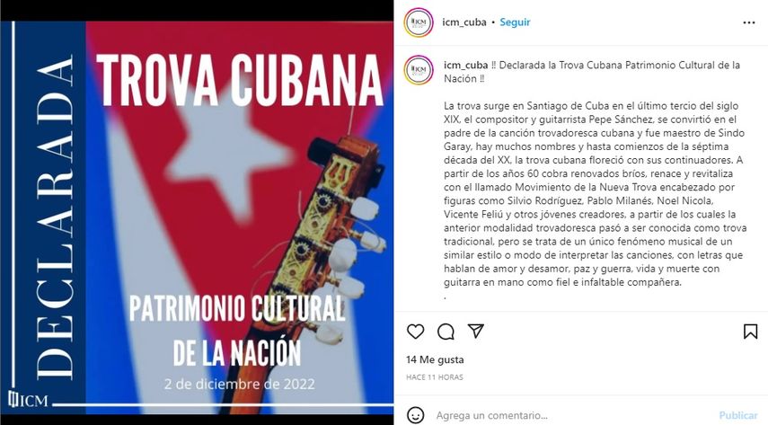 Cuba declara la Nueva Trova patrimonio cultural de la nación