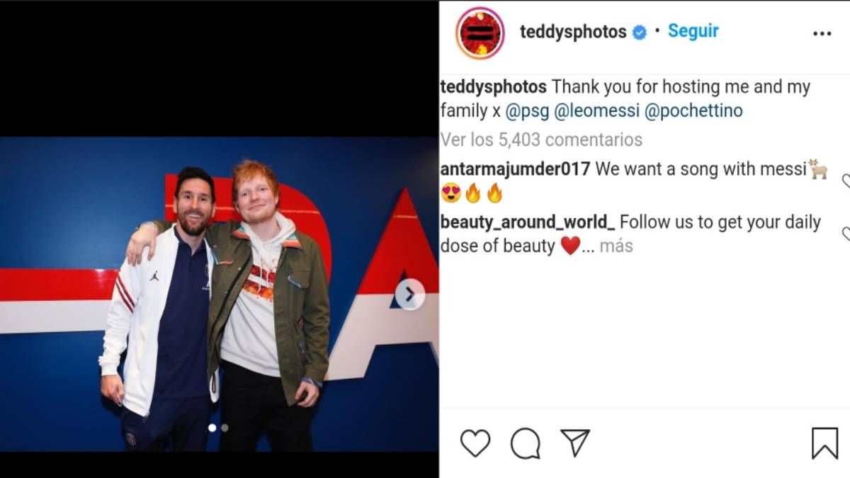 Ed Sheeran y Lionel Messi juntos en París