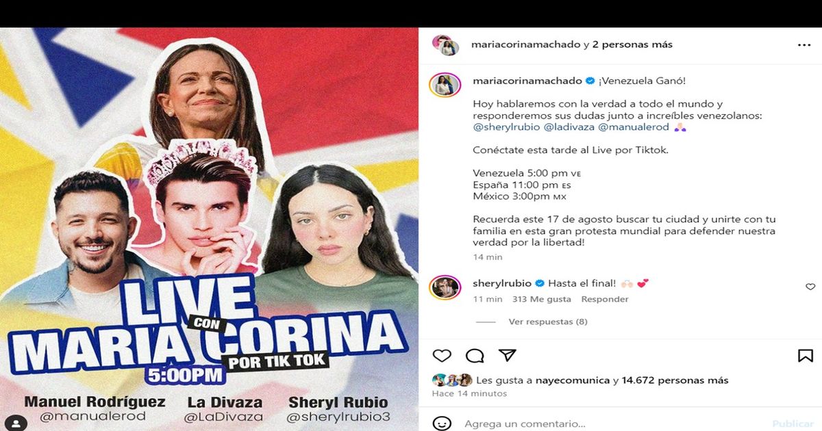 Youtubers venezolanos anuncian live con María Corina Machado