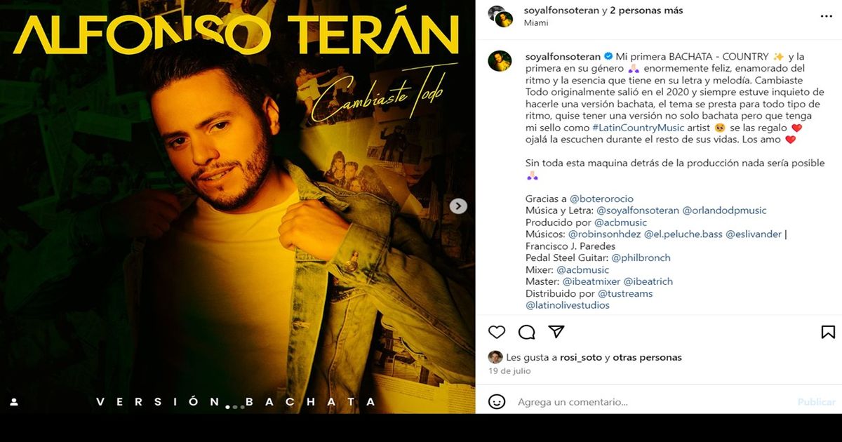Cantautor Alfonso Terán fusiona bachata y country en Cambiaste todo