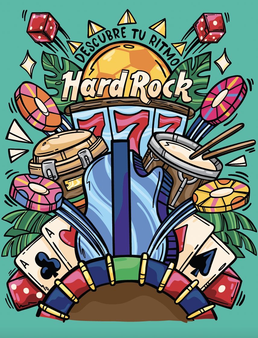 Carlos Solano plasma el ritmo latino en mural de Hard Rock Hotel