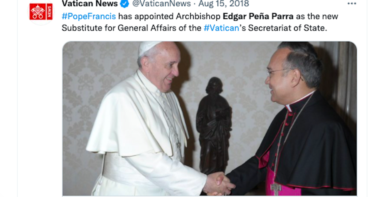 Edgar Peña Parra, un venezolano en la élite del Vaticano