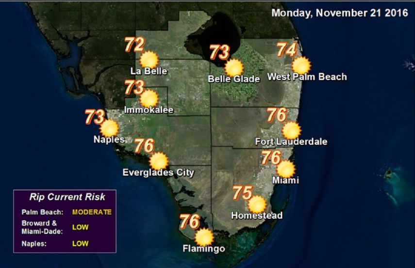 El frío llega a Miami con temperaturas que oscilarán entre 62 y 76 grados