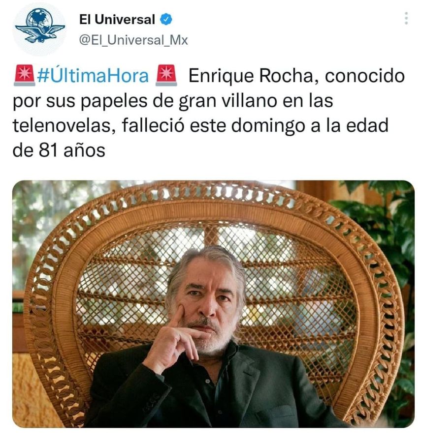 Muere el gran villano de las telenovelas, Enrique Rocha