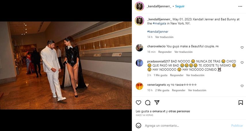 Kendall Jenner y Bad Bunny llegan juntos a fiesta de la Met Gala