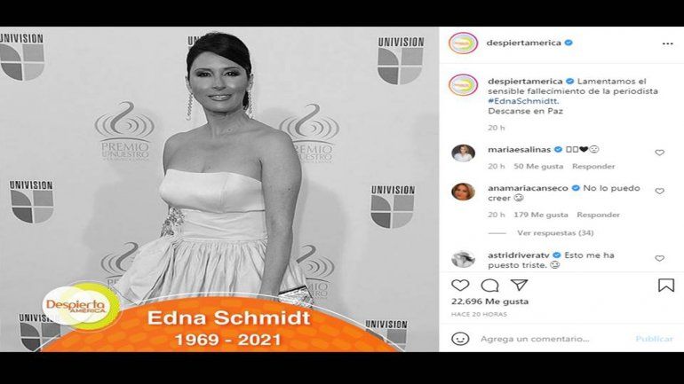 Fallece Edna Schmidt, periodista y presentadora de Univision