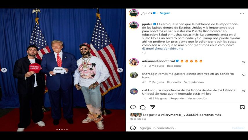 Anuel AA y Justin Quiles muestran respaldo a Trump en mitin