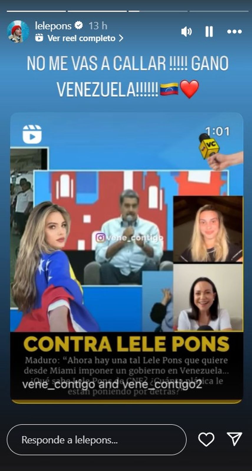 Lele Pons a Maduro: No me vas a callar, ganó Venezuela
