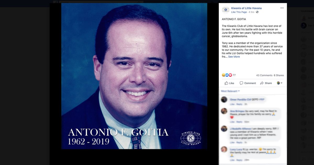 Fallece Antonio Goitia, miembro del club Kiwanis de la Pequeña Habana
